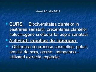 Diseminare biodiversitatea plantelor | PPT