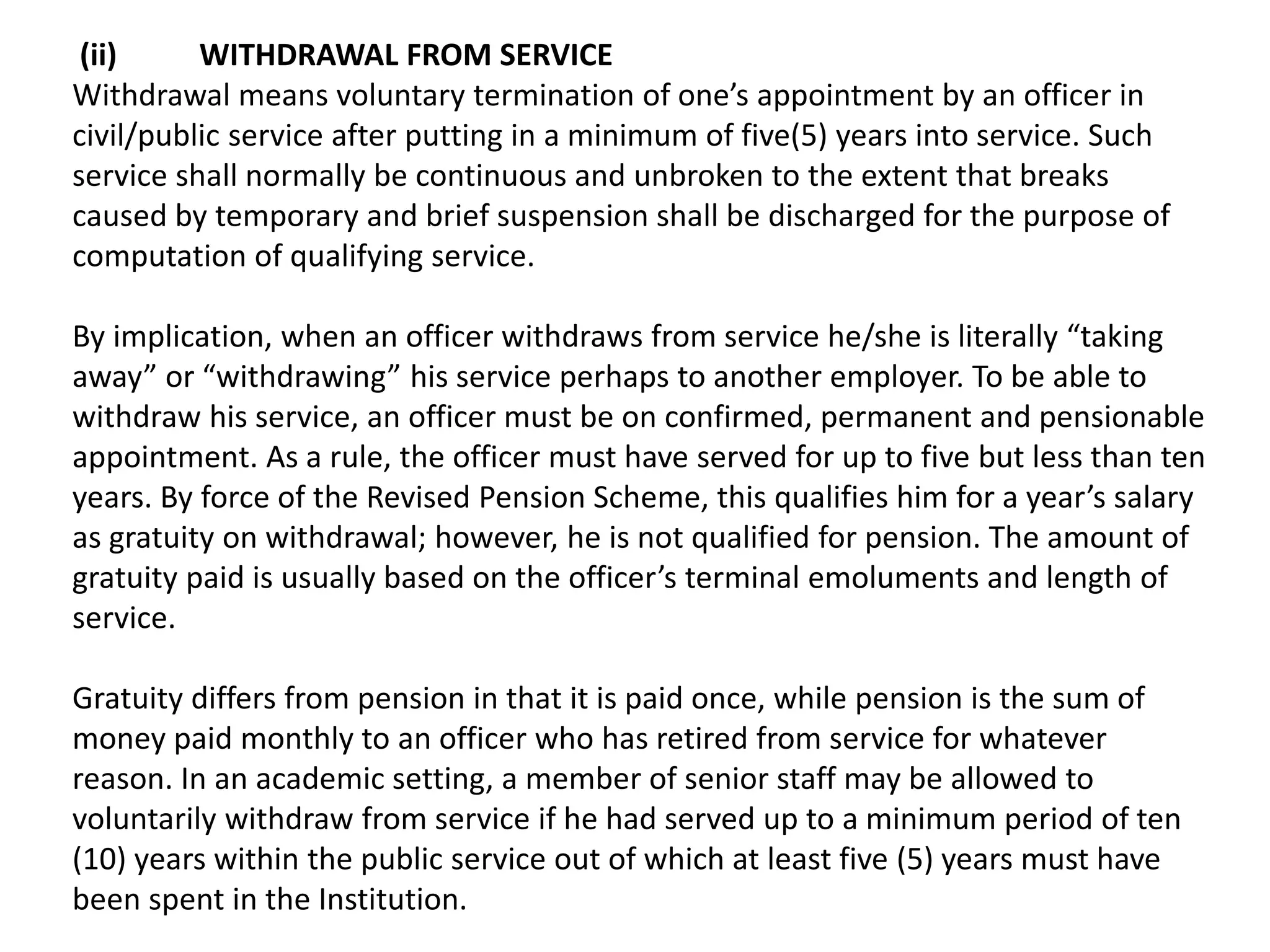 Disengagement from the service | PPTX