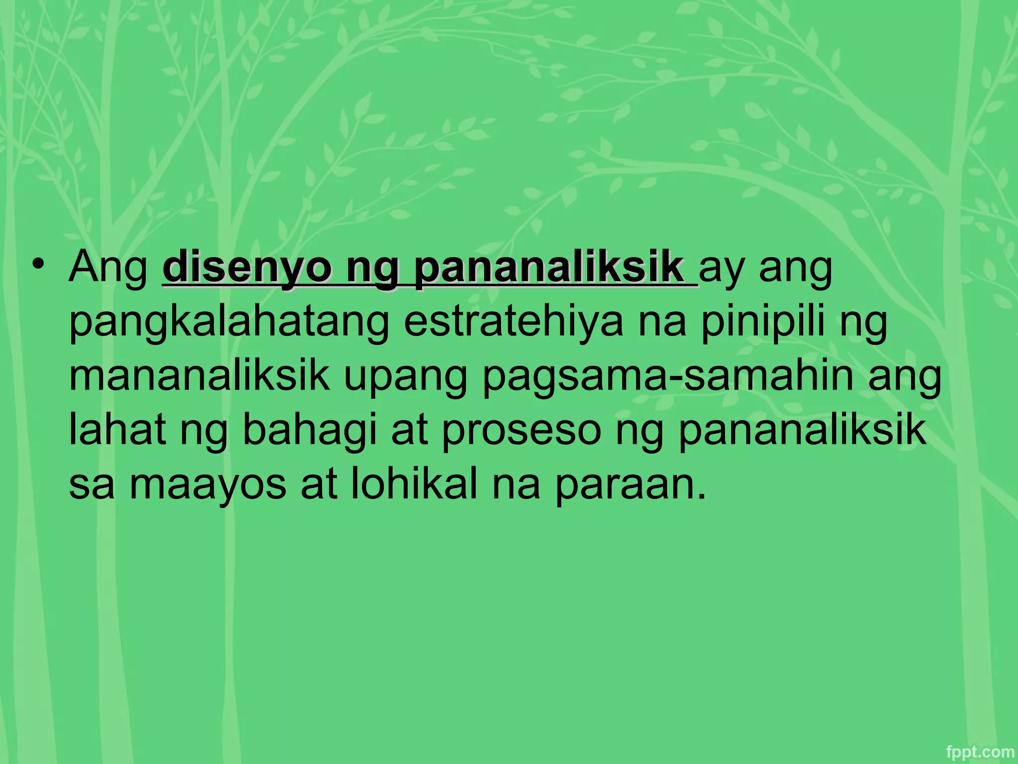 Disenyo At Pamamaraan Ng Pananaliksik Ppt