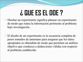 Diseño de Experimentos (DOE) | PPT