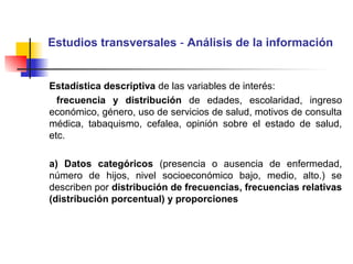 Diseño de estudios transversales | PPT