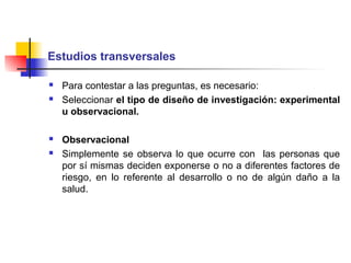 Diseño de estudios transversales | PPT