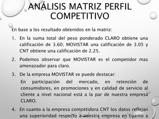 Diseño de matrices para elaboracion de estrategias CONECEL ECUADOR | PPTX