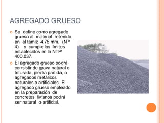 Diseño de mezclas para el concreto y estudio de agregados | PPTX