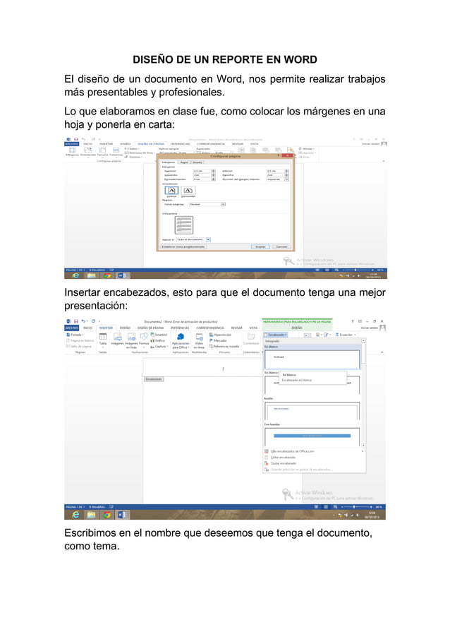 Diseño de un reporte en word | PDF
