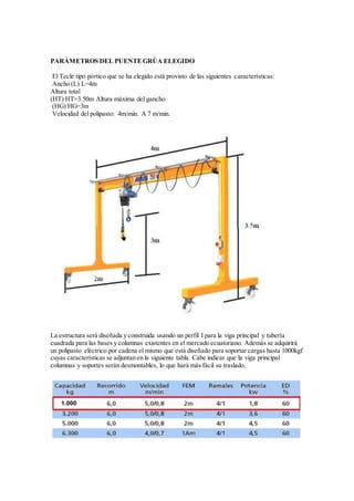 Diseño de un tecle tipo portico para el area de Mantenimiento | DOCX