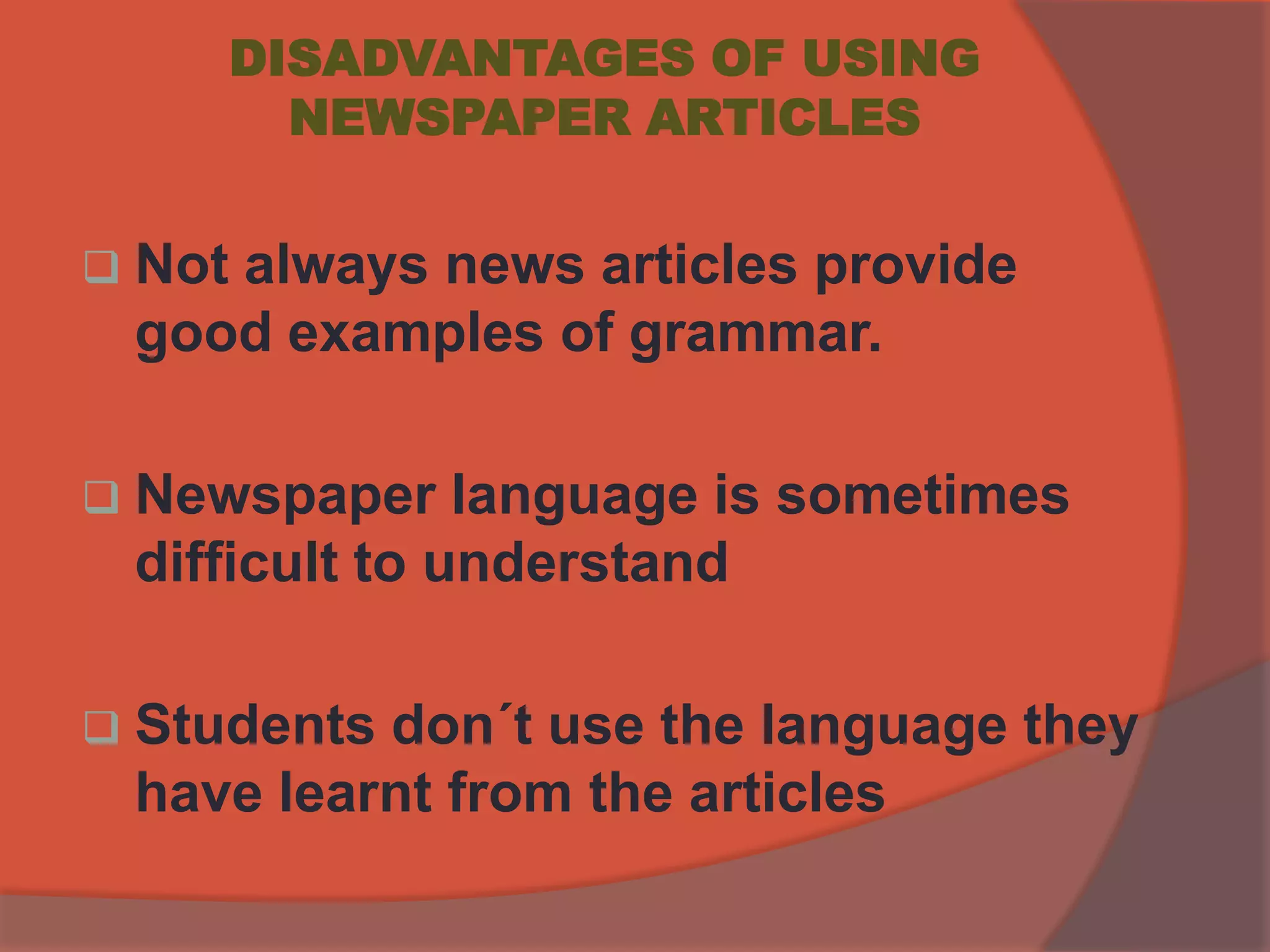 using newspaper articles in an english class | PPTX