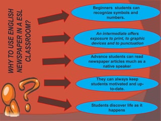 using newspaper articles in an english class | PPTX