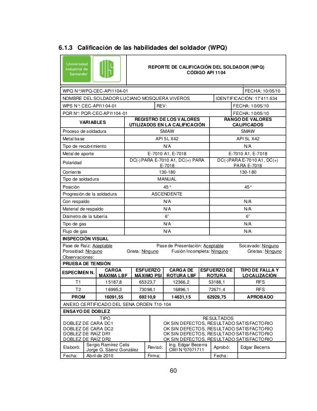 Diseño y calificacion de un wps, pqr y wpq de soldadura sedung api 11…