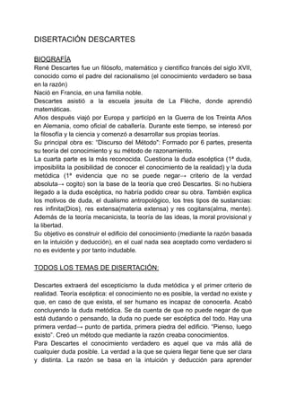 Disertación Descartes 2bach | PDF