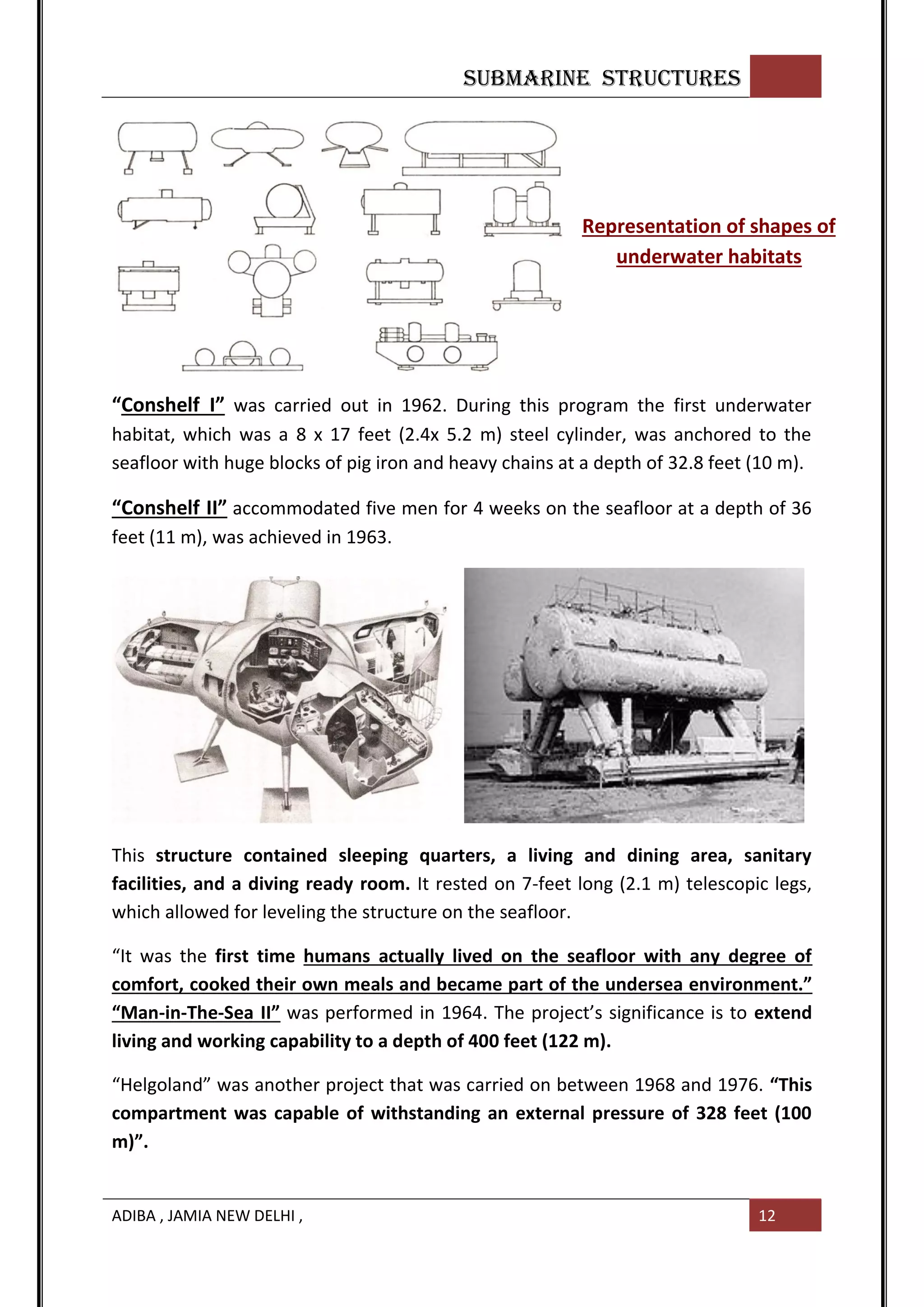 Dissertation report on underwater structures with proposal | PDF