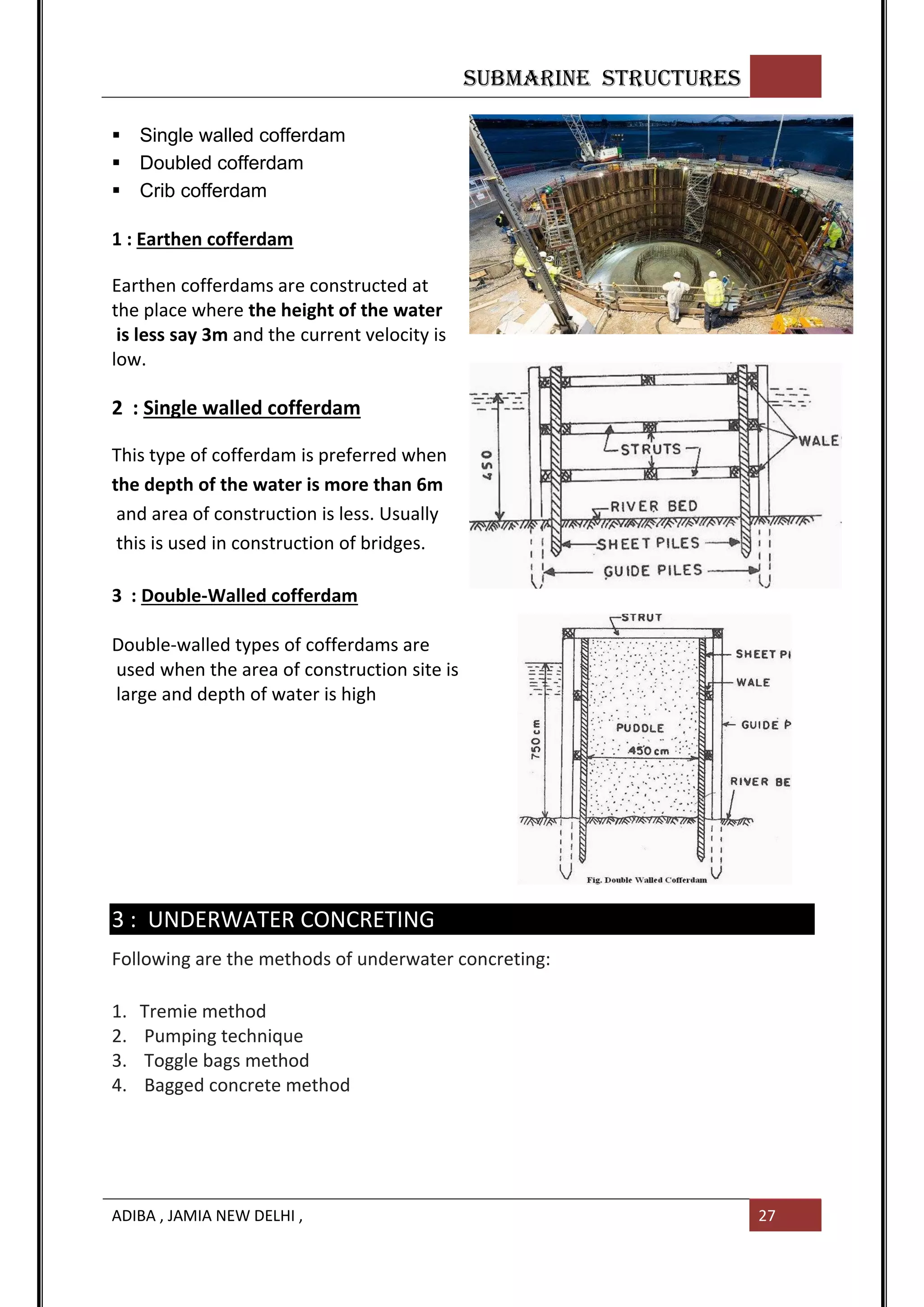 Dissertation report on underwater structures with proposal | PDF