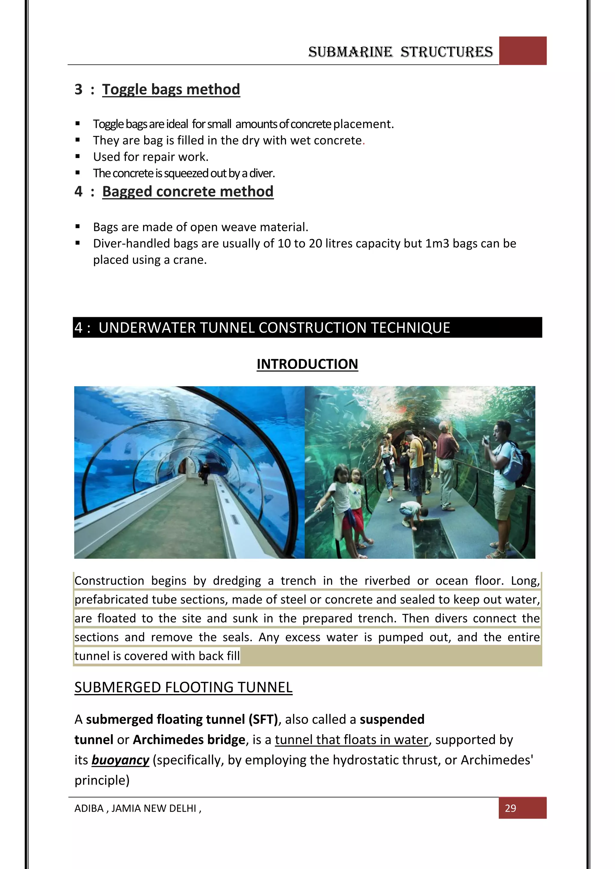 Dissertation report on underwater structures with proposal | PDF