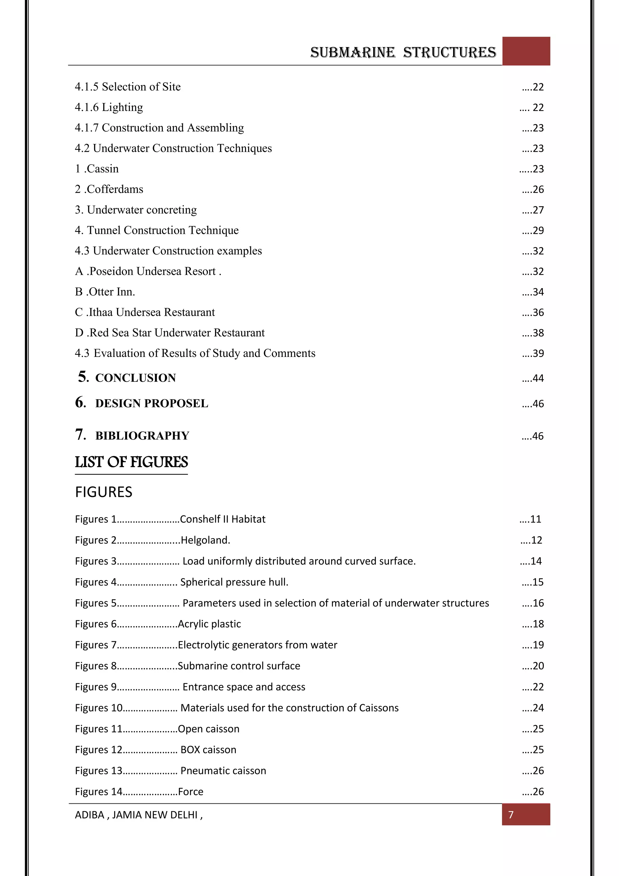 Dissertation report on underwater structures with proposal | PDF