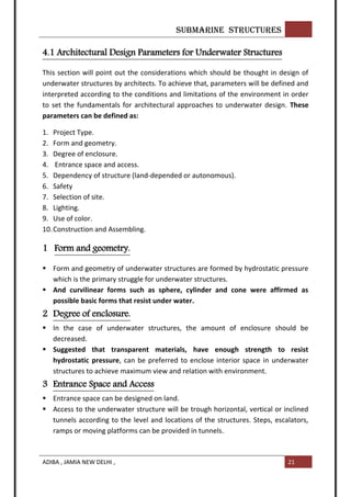 Dissertation report on underwater structures with proposal | PDF