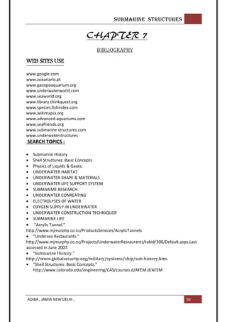 Dissertation report on underwater structures with proposal | PDF