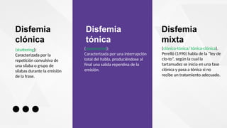 Trastorno de la fluidez del habla: características clínicas | PPTX