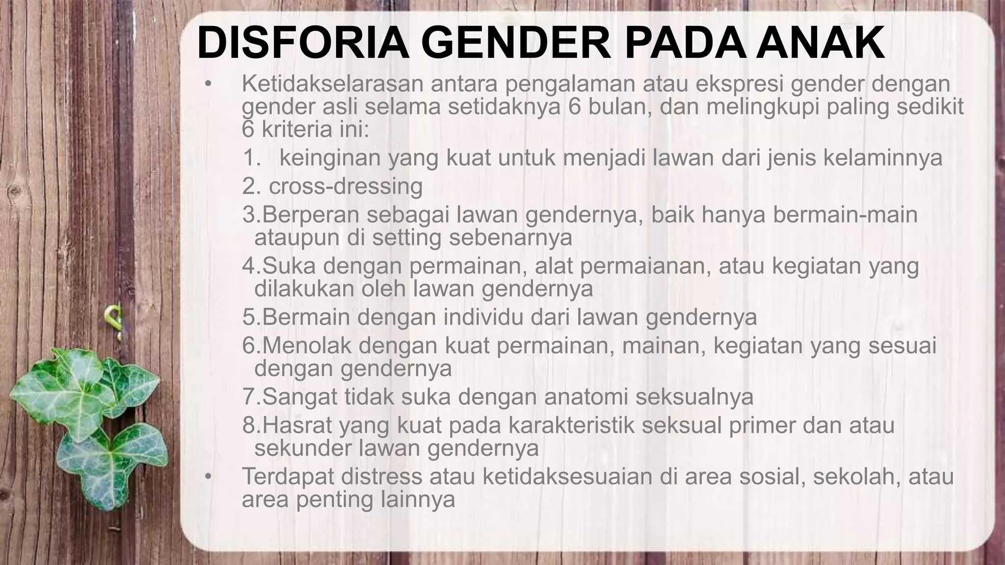 Disforia gender dalam perspektif psikologi remaja | PPTX