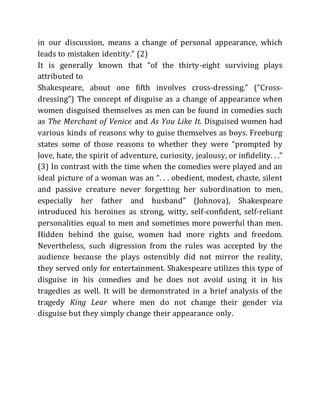 Disguise in selected shakespeare final(hamlet,as you like it,king lear ...