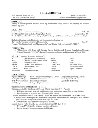 Disha Mehrotra_Resume | PDF | Computing | Technology & Computing