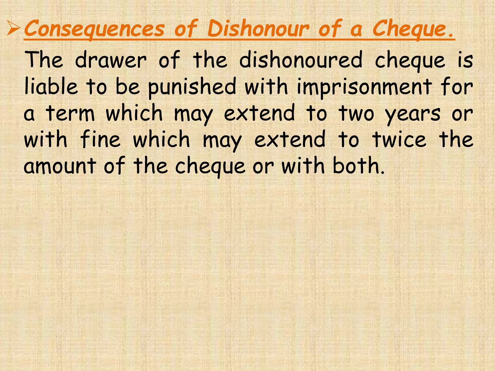 Dishonour of a negotiable instrument | PPTX