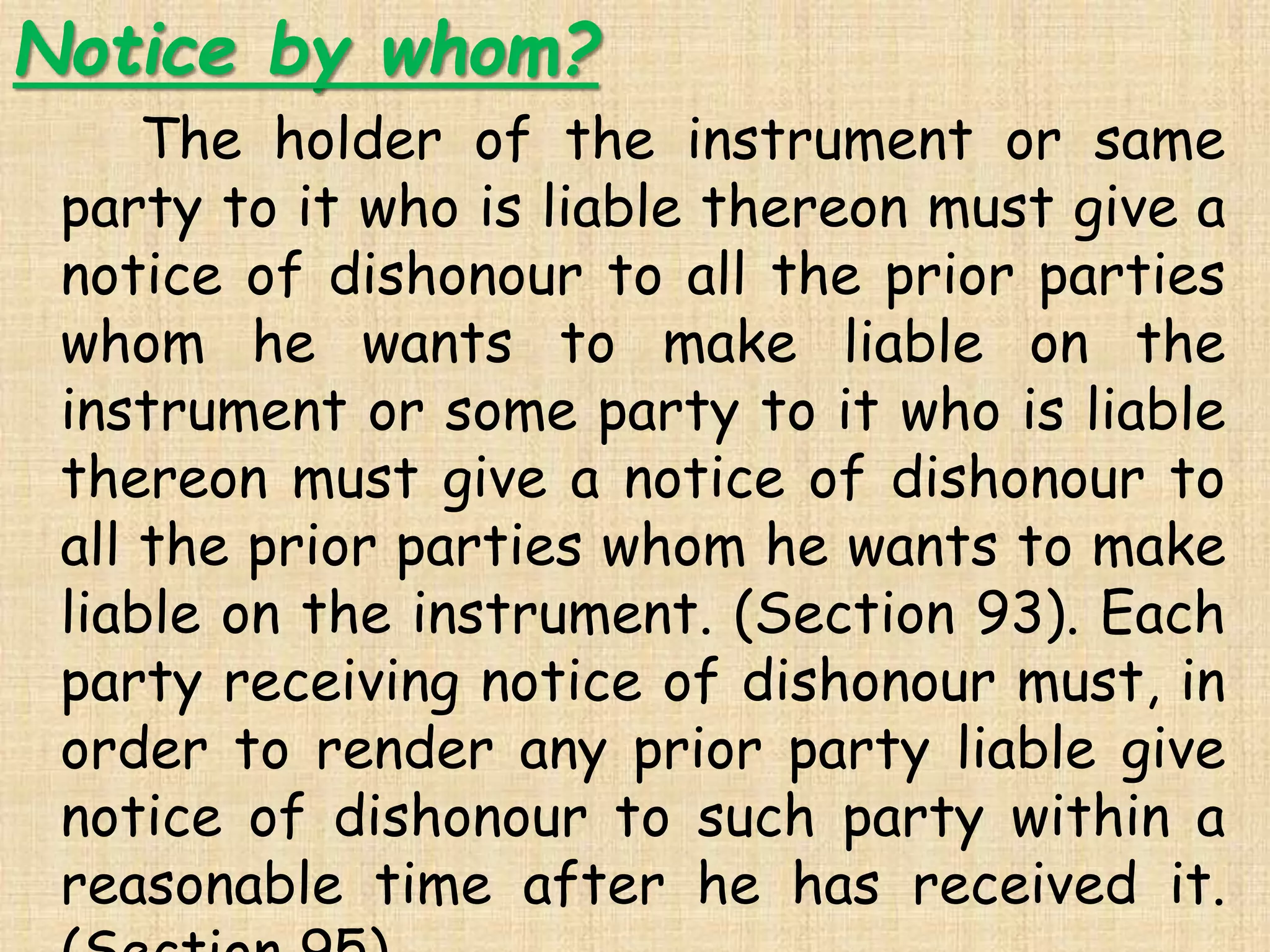 Dishonour of a negotiable instrument | PPTX