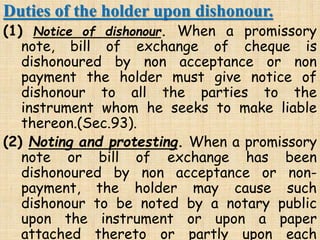 Dishonour of a negotiable instrument | PPTX