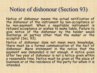 Dishonour of a negotiable instrument | PPTX | Law
