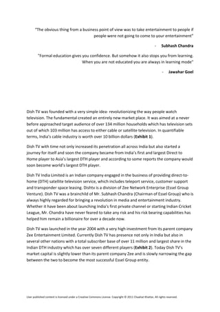 Dish tv India Limited Case Study | PDF
