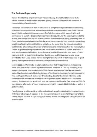 Dish tv India Limited Case Study | PDF