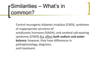 Di, siadh and cerebral salt wasting syndrome | PPT
