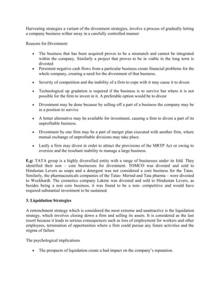 Disiinvestment strategies | DOC