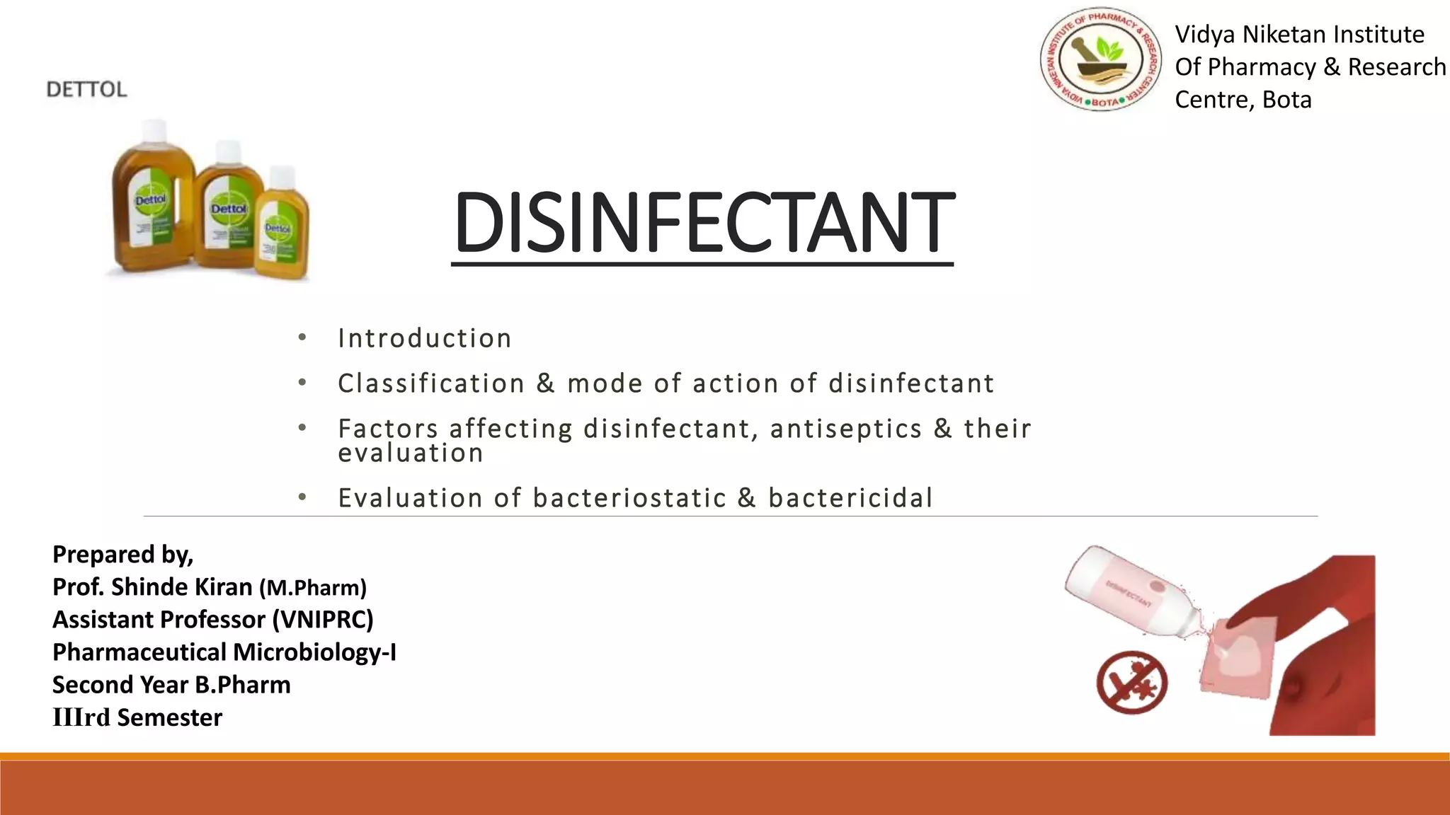 Disinfectant - Pharmaceutical microbiology (Second year b.pharm) (3rd ...