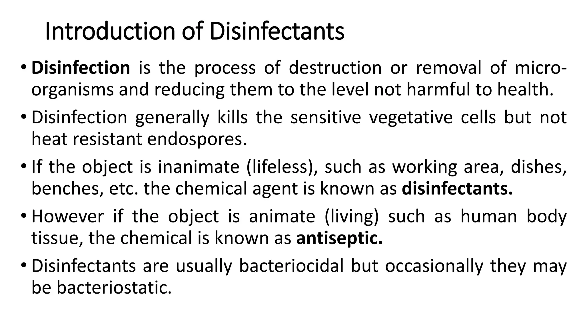 Disinfectants | PPTX