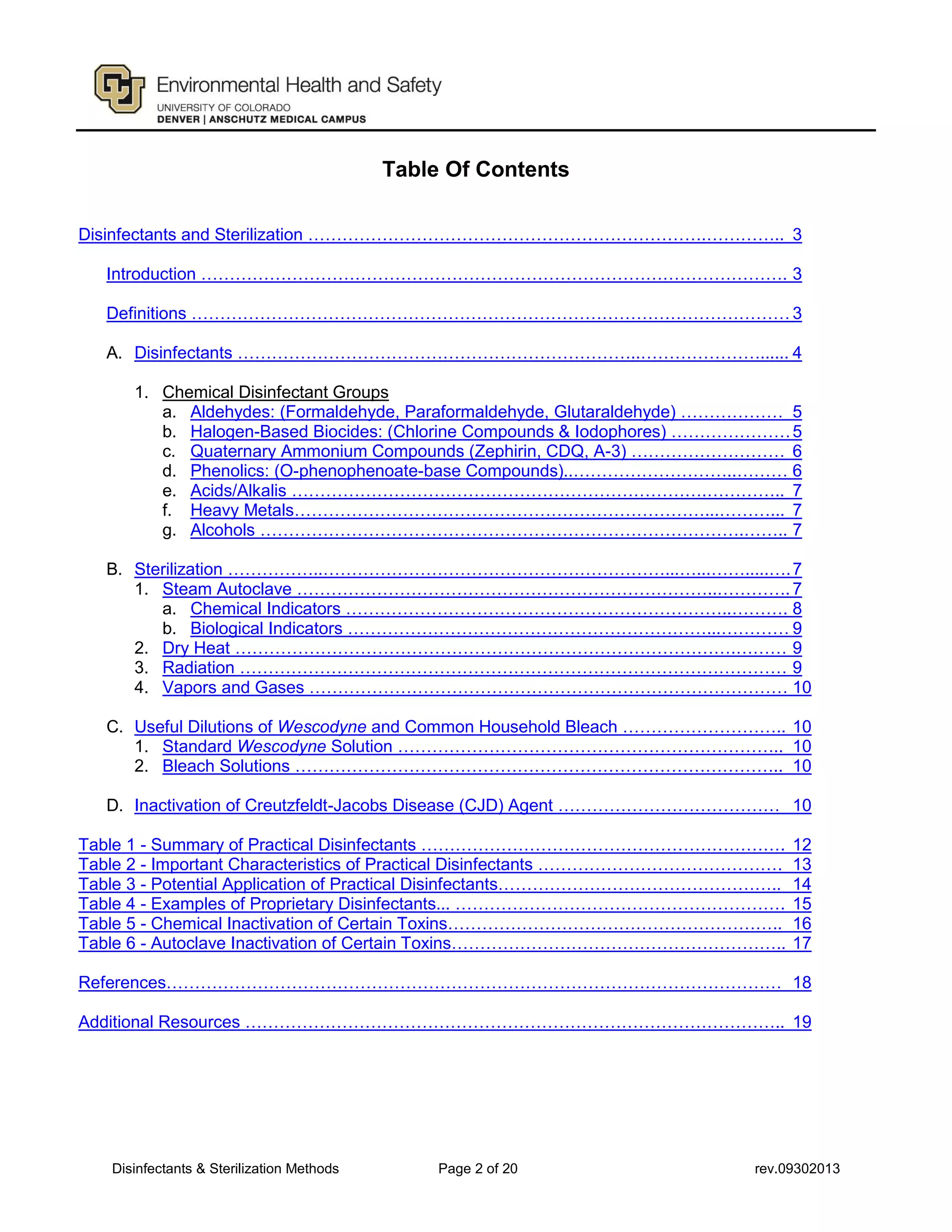 Disinfectants and sterilization methods. rev.09302013 | PDF