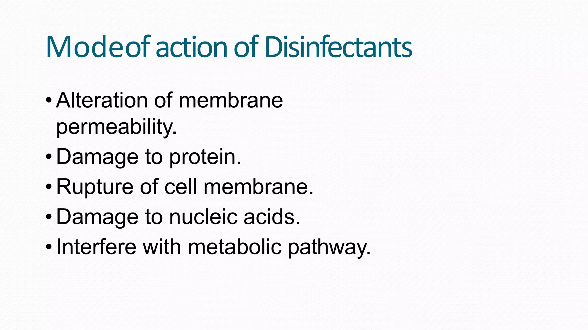 Disinfectants classification and mode of action of disinfectants | PPTX
