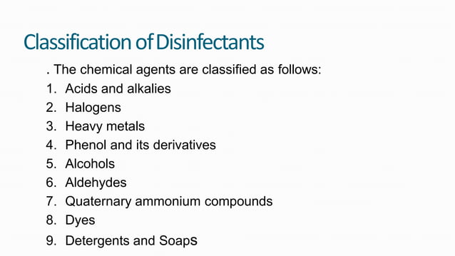 Disinfectants classification and mode of action of disinfectants | PPT