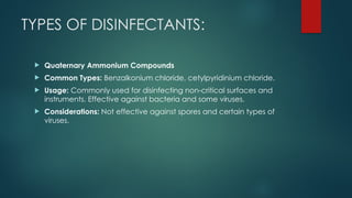 DISINFECTANTS CLASSIFICATION, TYPES AND USEAGE.pptx