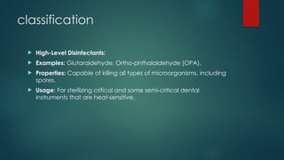 DISINFECTANTS CLASSIFICATION, TYPES AND USEAGE.pptx