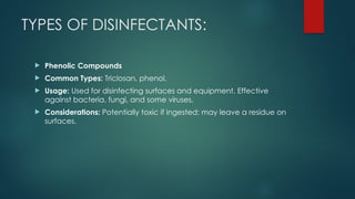 DISINFECTANTS CLASSIFICATION, TYPES AND USEAGE.pptx