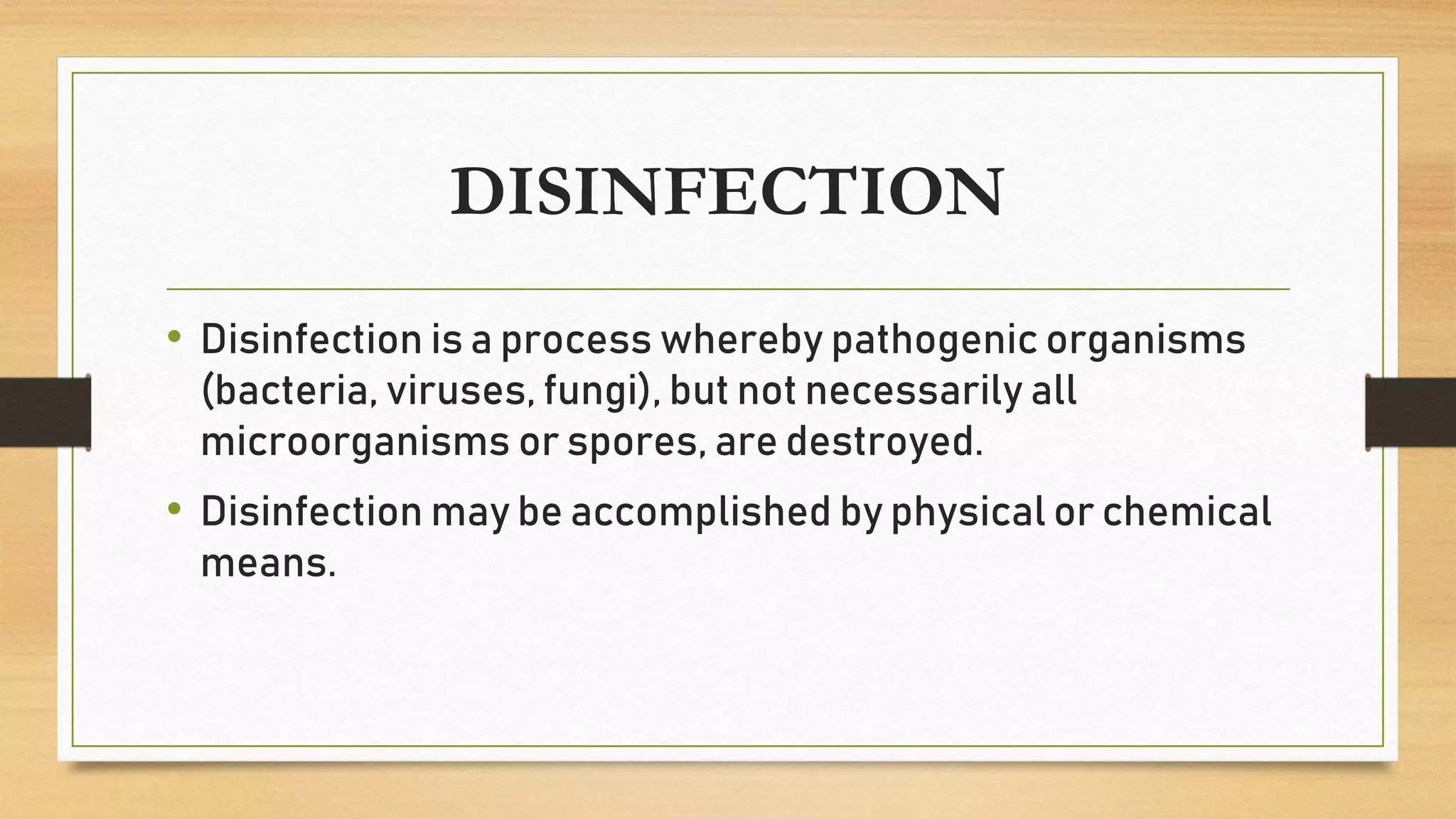 DISINFECTION & STERILIZATION | PPT
