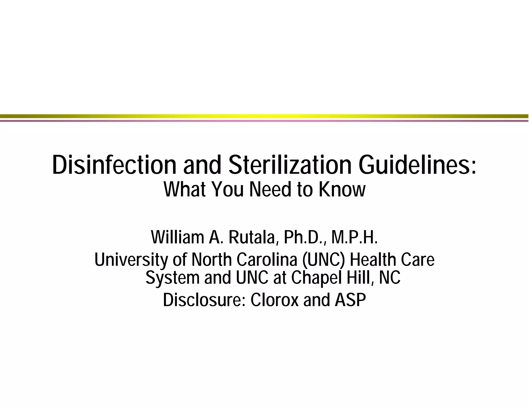 Disinfection and sterilization guidelines what you need to know 2007 | PPT