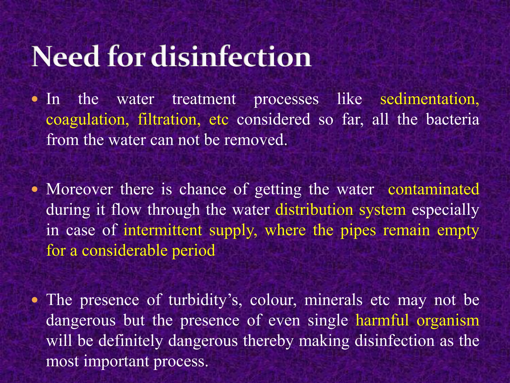 Disinfection in water treatment plant | PPTX