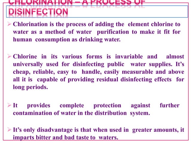 THE METHODS OF DISINFECTION AND THE TYPES OF CHLORINATION | PPTX ...