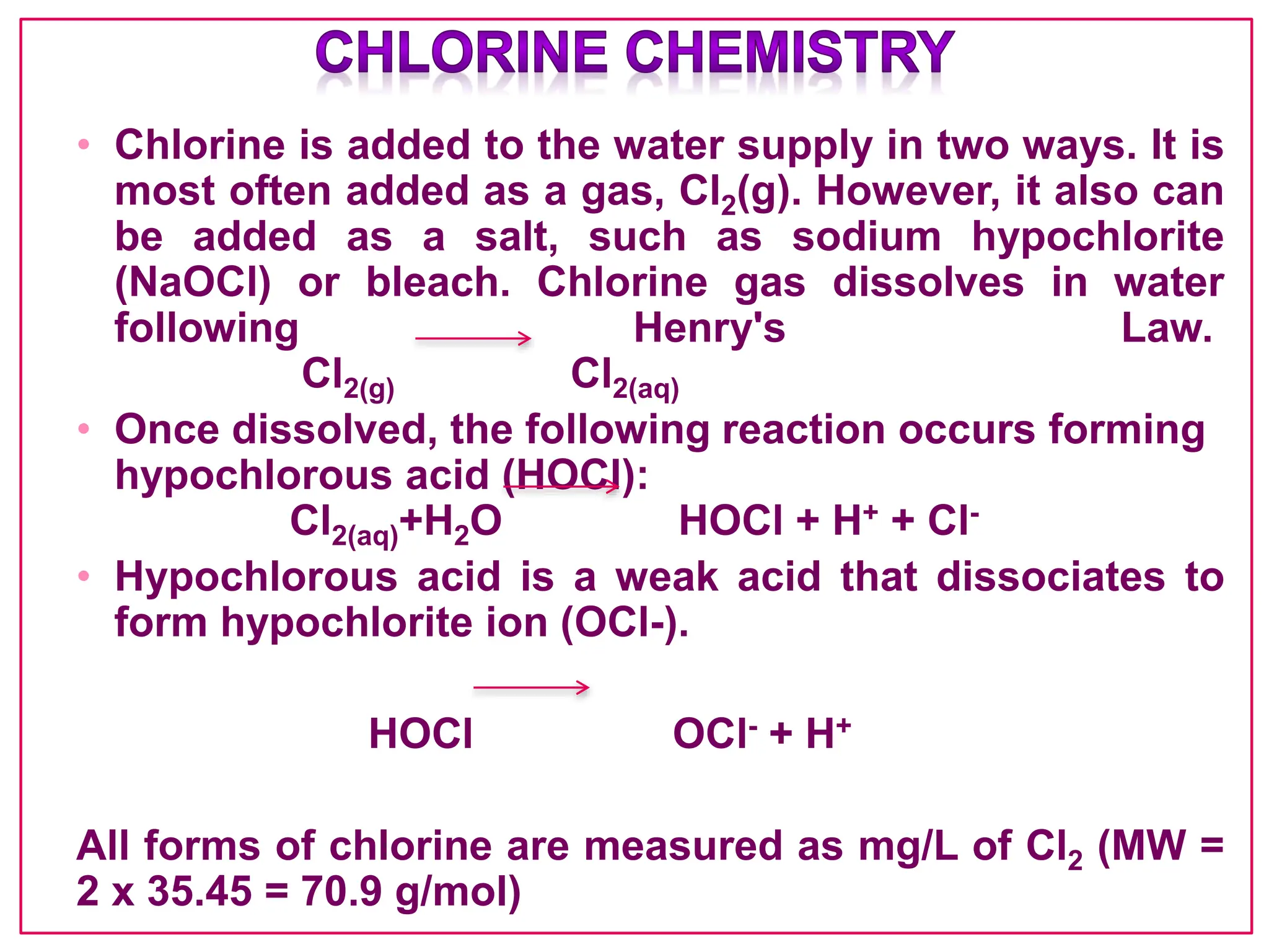 THE METHODS OF DISINFECTION AND THE TYPES OF CHLORINATION | PPT