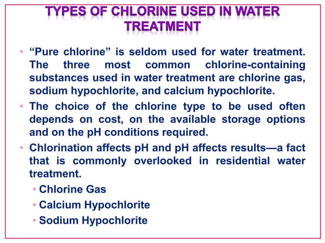 THE METHODS OF DISINFECTION AND THE TYPES OF CHLORINATION | PPT