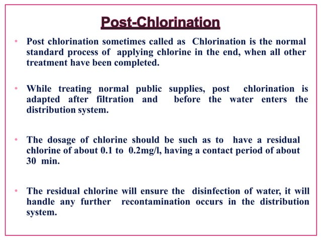 THE METHODS OF DISINFECTION AND THE TYPES OF CHLORINATION | PPT