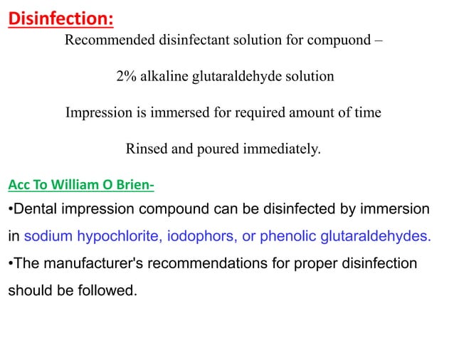 Disinfection of impressions | PPTX | Dental Health | Diseases and ...