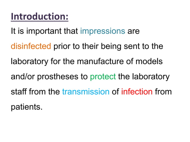 Disinfection of impressions | PPTX | Dental Health | Diseases and ...