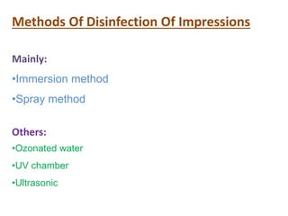 Disinfection of impressions | PPTX